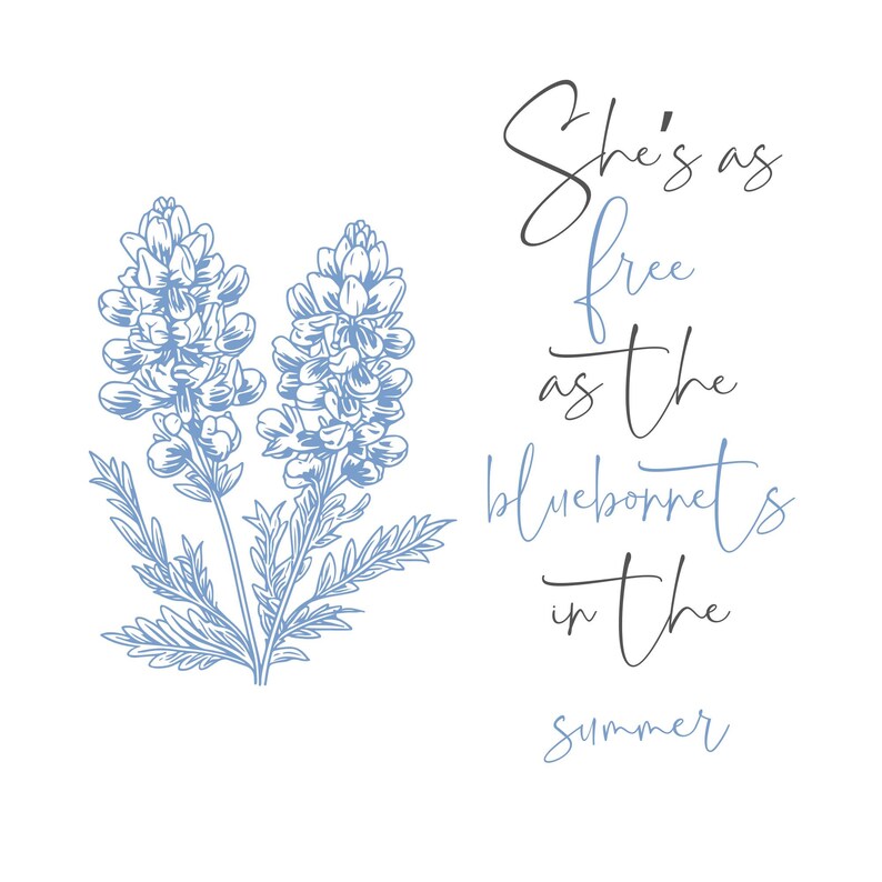As Free as a Bluebonnet in Summer SVG PNG | She is Free | Free as a ...
