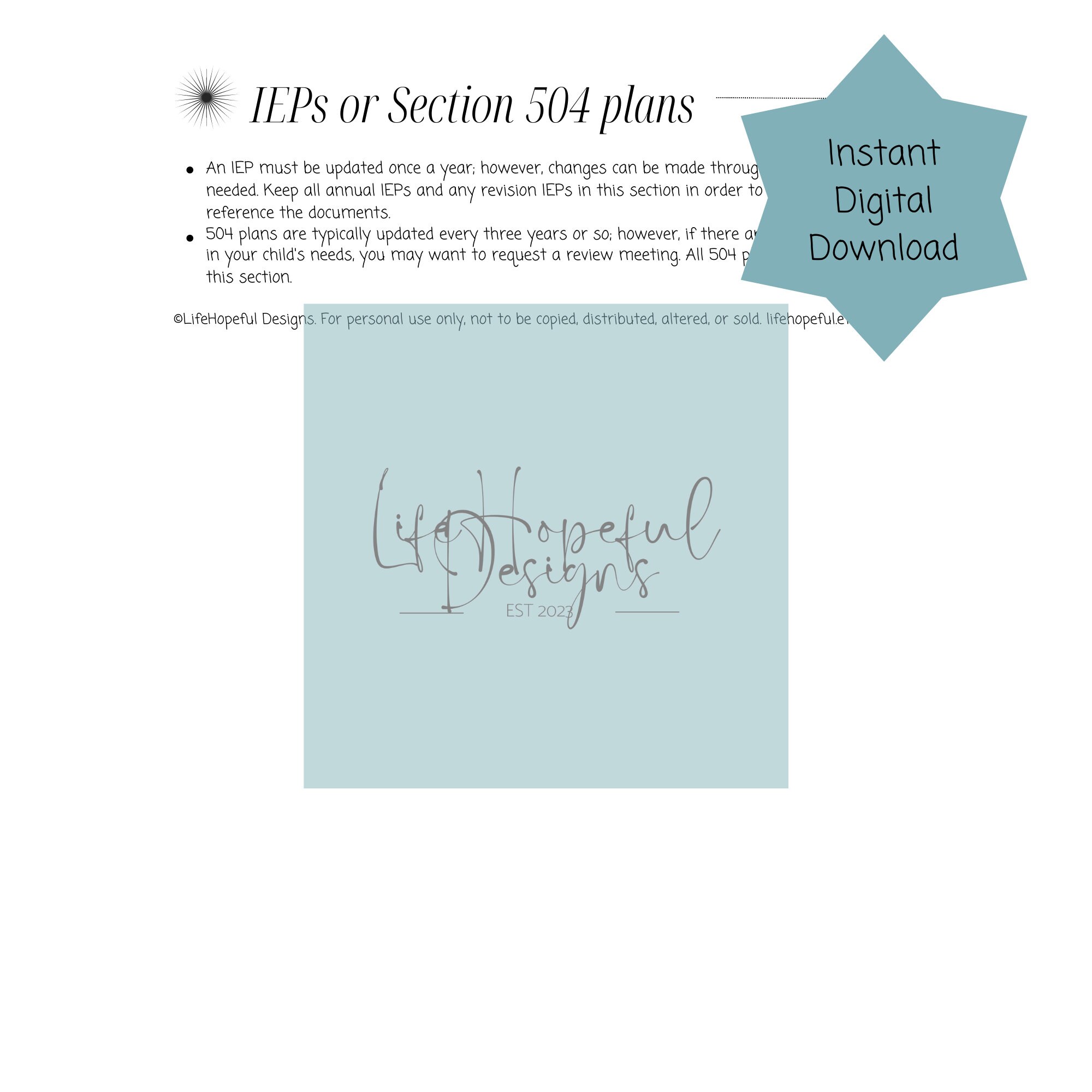 IEP/504 Documentation Binder for Parents Resource for Parents of ...
