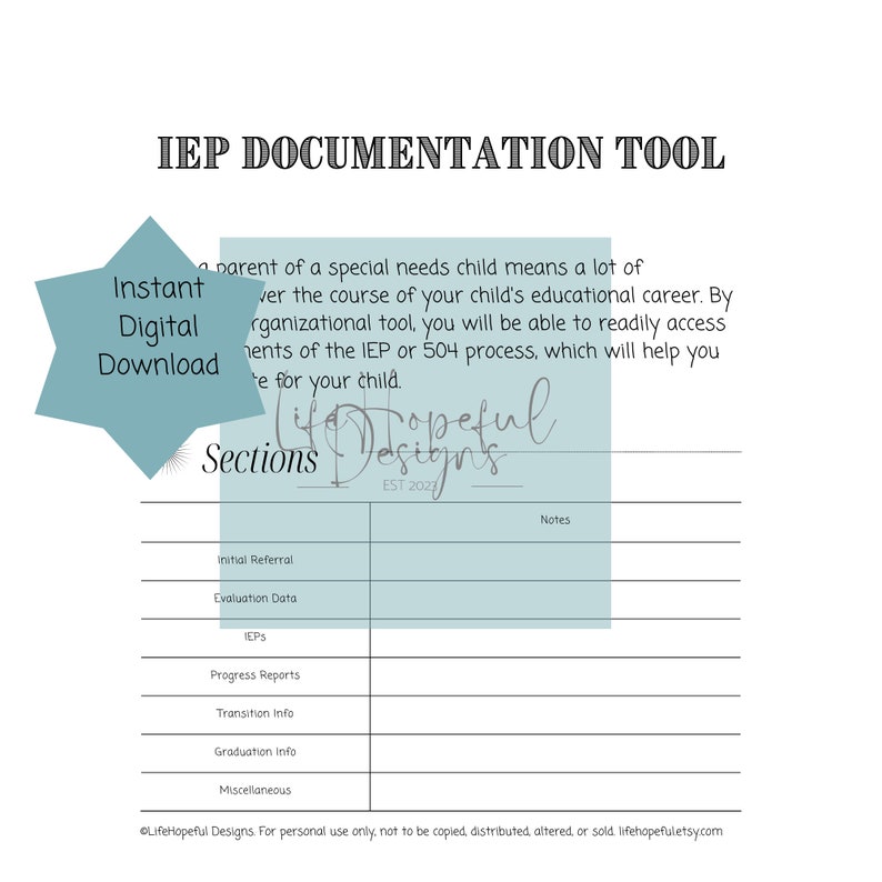 IEP/504 Documentation Binder for Parents - Resource for Parents of ...