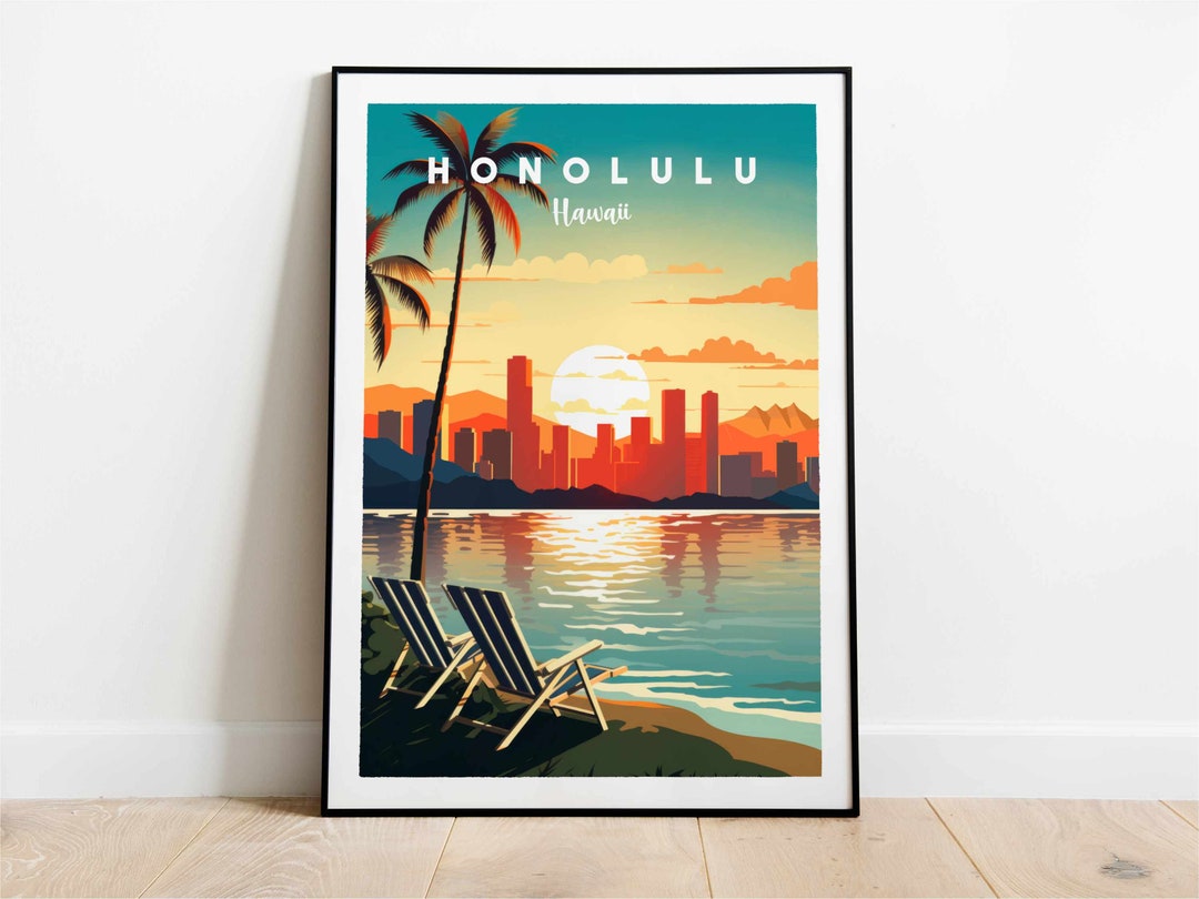 Honolulu Travel Poster, Hawaii Poster, Honolulu Travel Print, Honolulu ...