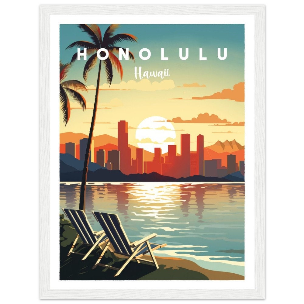 Honolulu Travel Poster, Hawaii Poster, Honolulu Travel Print, Honolulu ...