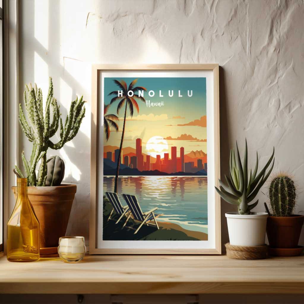 Honolulu Travel Poster, Hawaii Poster, Honolulu Travel Print, Honolulu ...