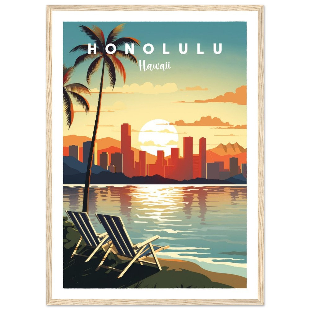 Honolulu Travel Poster, Hawaii Poster, Honolulu Travel Print, Honolulu ...