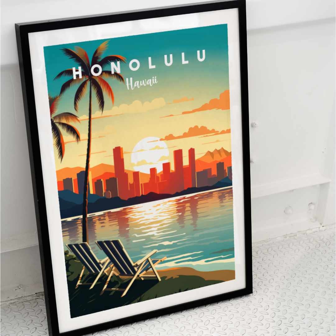 Honolulu Travel Poster, Hawaii Poster, Honolulu Travel Print, Honolulu ...