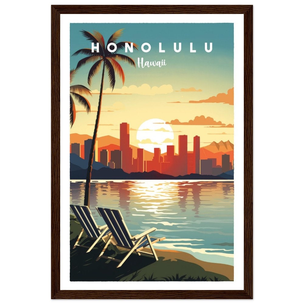 Honolulu Travel Poster, Hawaii Poster, Honolulu Travel Print, Honolulu ...