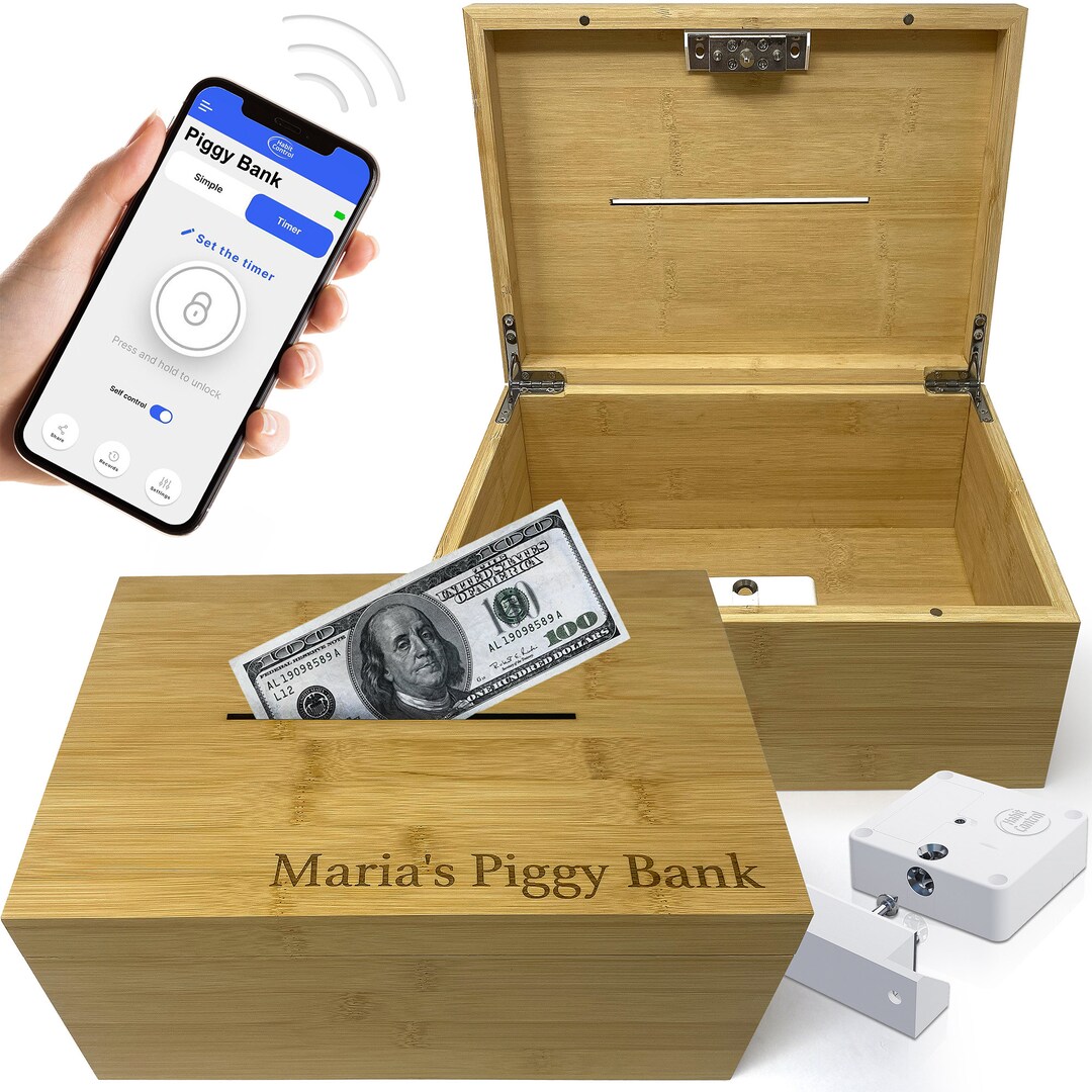 Custom Money Saving Box for Cash Reusable Piggy Bank for Adults With Lock Time Release App Controlled 366 Days Max Locking Time Etsy