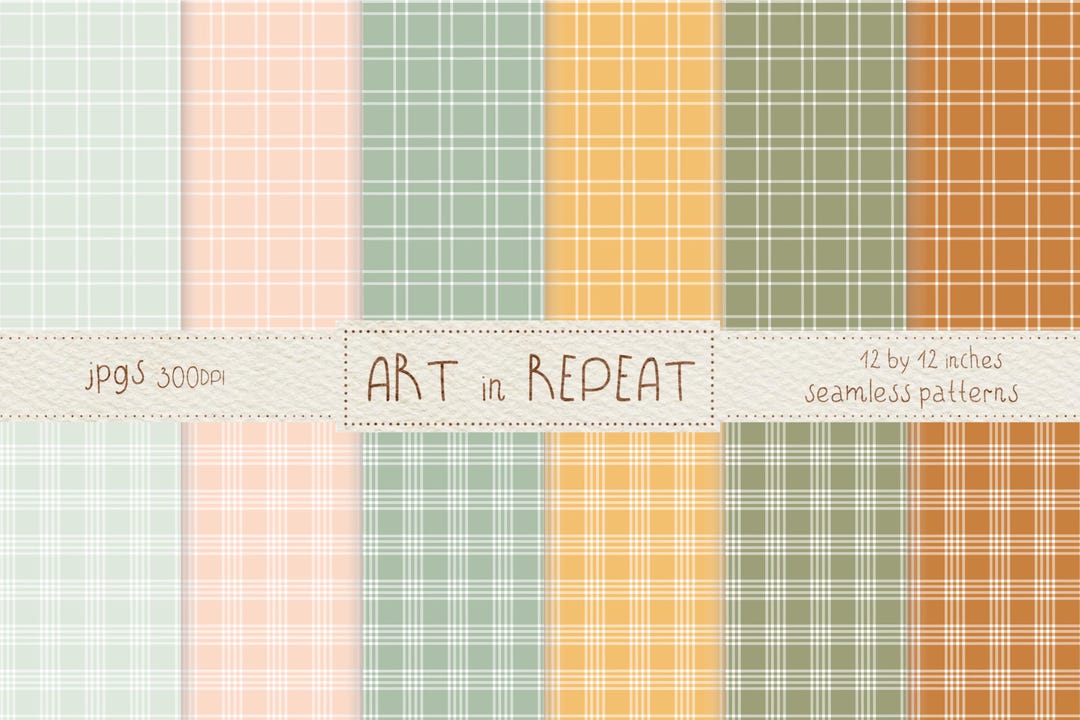 Sun Bleached Pastel Plaid Gingham Digital Paper | Seamless Patterns ...