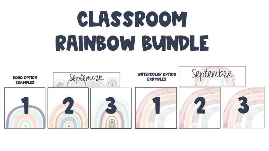 Classroom Calendar & Supply Labels Rainbow Bundle - Etsy