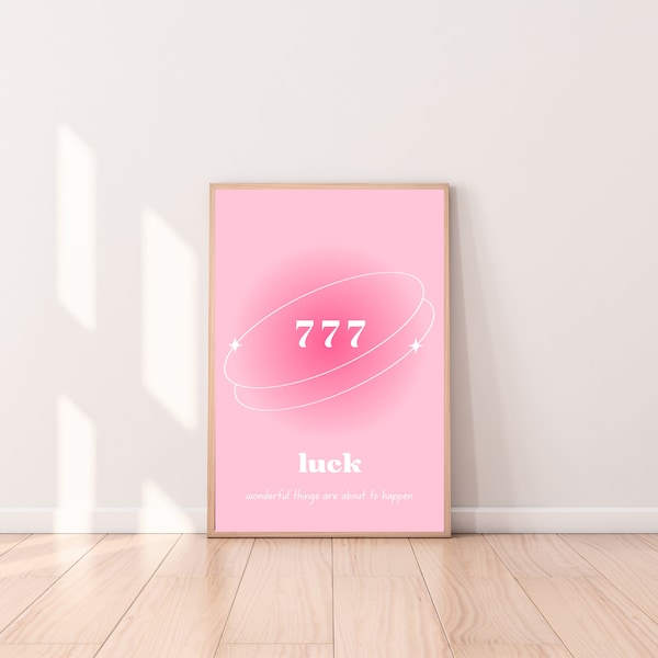 Angel Number 777 Poster Pink Aura Print Spiritual Wall Art - Etsy