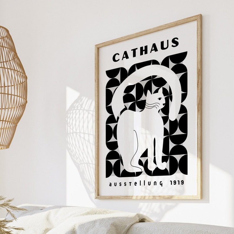 Bauhaus Poster, Bauhaus Cat Version Print, Bauhaus Wall Art, Black ...