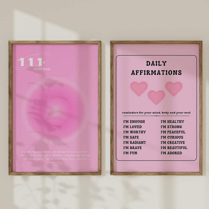Angel Number & Affirmation Aura Poster Set of 2, Daily Affirmation ...