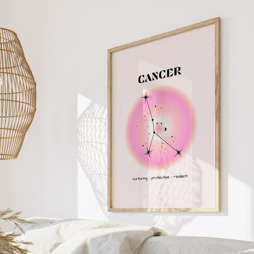 Cancer Star Sign Printable Wall Art, Cancer Zodiac Print, Astrology ...