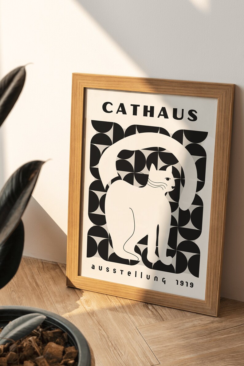 Bauhaus Poster, Bauhaus Cat Version Print, Bauhaus Wall Art, Black ...