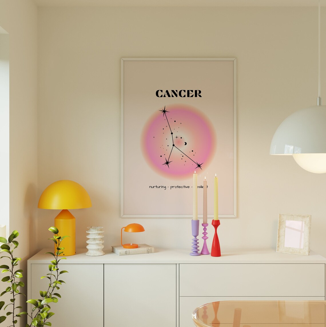 Cancer Star Sign Printable Wall Art, Cancer Zodiac Print, Astrology ...