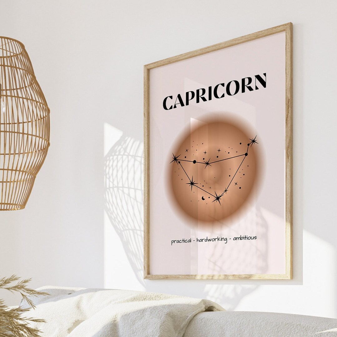 Capricorn Star Sign Printable Wall Art, Capricorn Zodiac Print ...