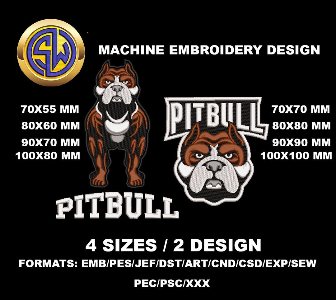 Pitbull Machine Embroidery - Etsy