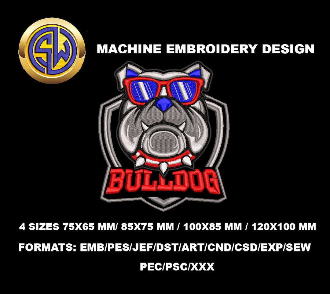 Bulldog Machine Embroidery - Etsy