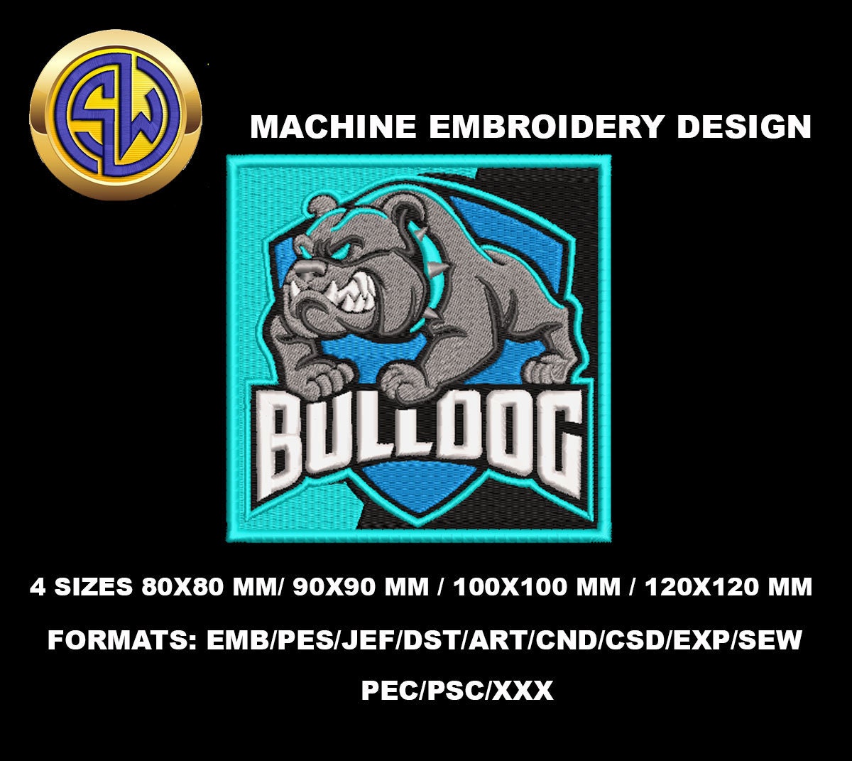 Bulldog Machine Embroidery - Etsy