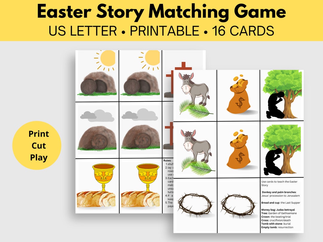Printable Easter Story Matching Card Game - Etsy