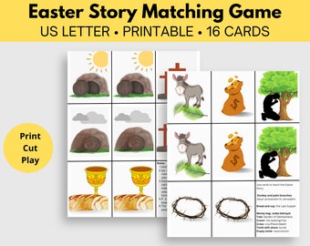 Easter Story Memory Game for Toddlers & Preschoolers, Printable Bible ...