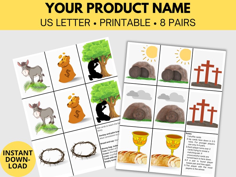 Printable Easter Story Matching Card Game Etsy