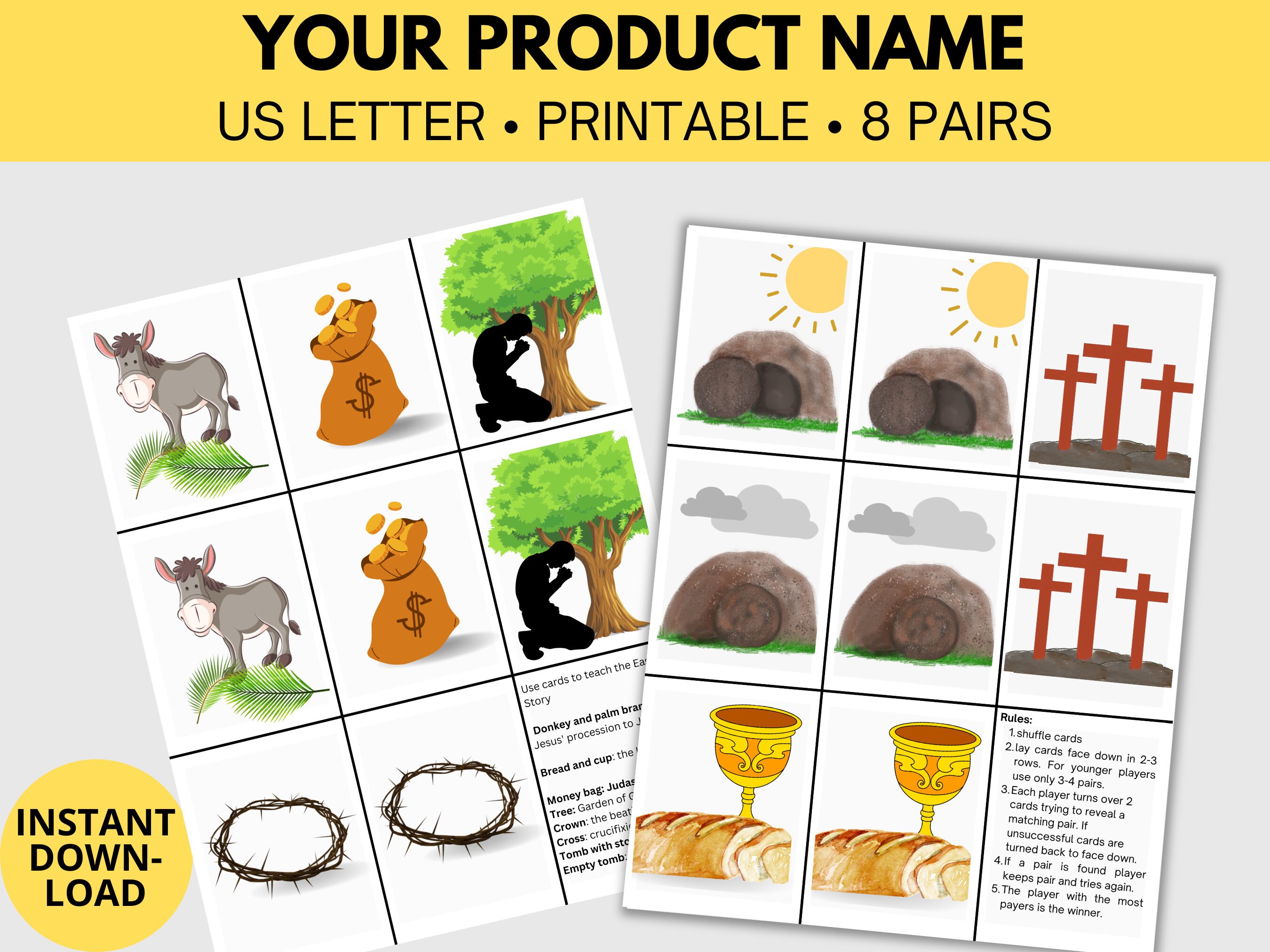 Printable Easter Story Matching Card Game - Etsy