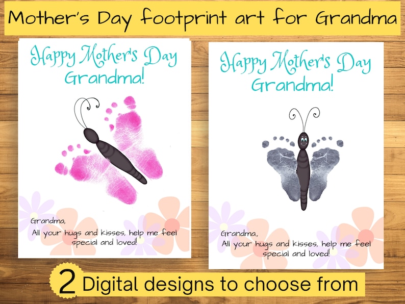 Grandma Mother's Day Butterfly Footprint Card - Etsy
