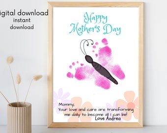 I Love You From the Bottom of My Heart Mother's Day Footprint Art ...