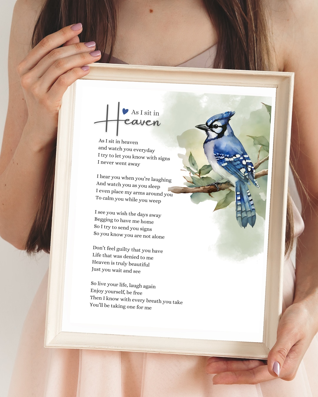 Digital as I Sit in Heaven Poem Wall Art With Blue Jay - Etsy UK