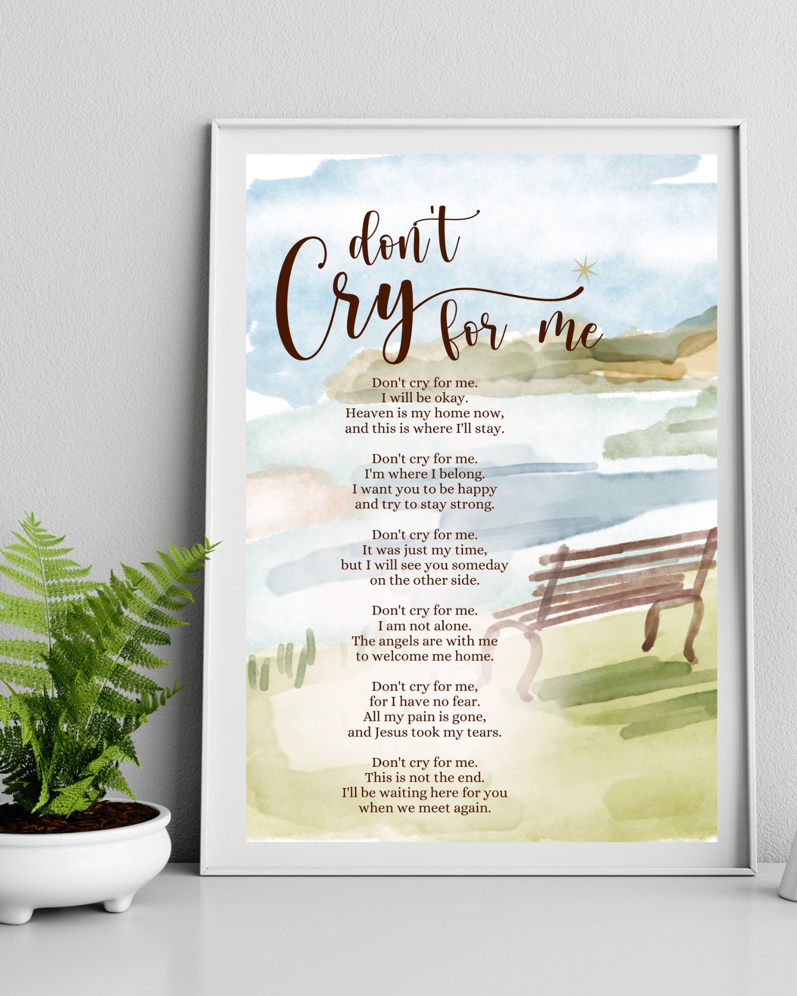 Digital Don't Cry for Me Memorial Poem. - Etsy
