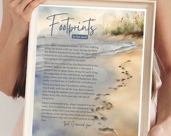 Footprints in the Sand Poem on Canvas - Etsy