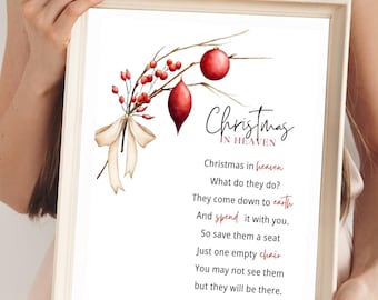 Christmas in Heaven Print, Printable PDF Poem You Print and Frame ...
