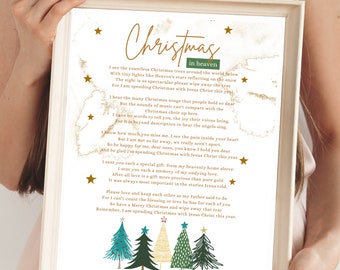 Christmas in Heaven Print, Printable PDF Poem You Print and Frame ...