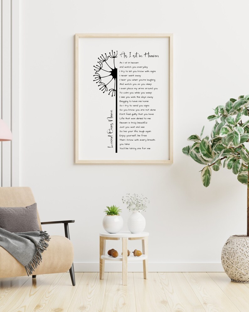Digital as I Sit in Heaven Memorial Poem Wall Art - Etsy