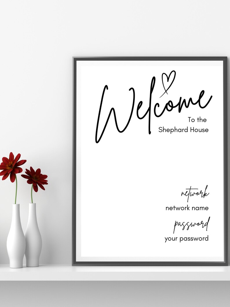 Digital Personalized Wifi Password Sign Printable Instant Download,wifi ...