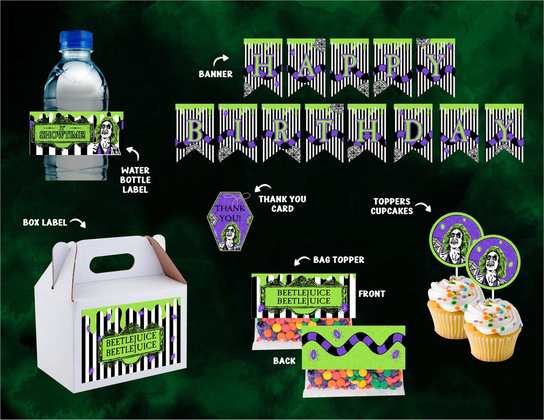 Beetle Juice Digital Party Pack Party Decoration Labels - Etsy