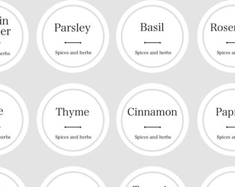 Spices and Herbs Vinyl Sticker Adhesive Labels - Spices Label - 15 ...