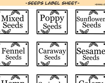 Spices and Herbs Vinyl Sticker Adhesive Labels - Spices Label - 15 ...