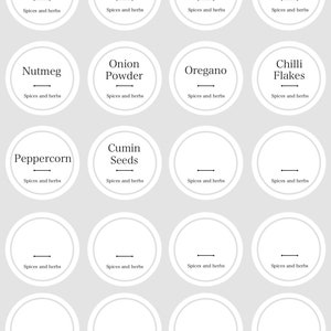 Circle Minimalistic Spices and Herbs Vinyl Sticker - Adhesive Labels ...