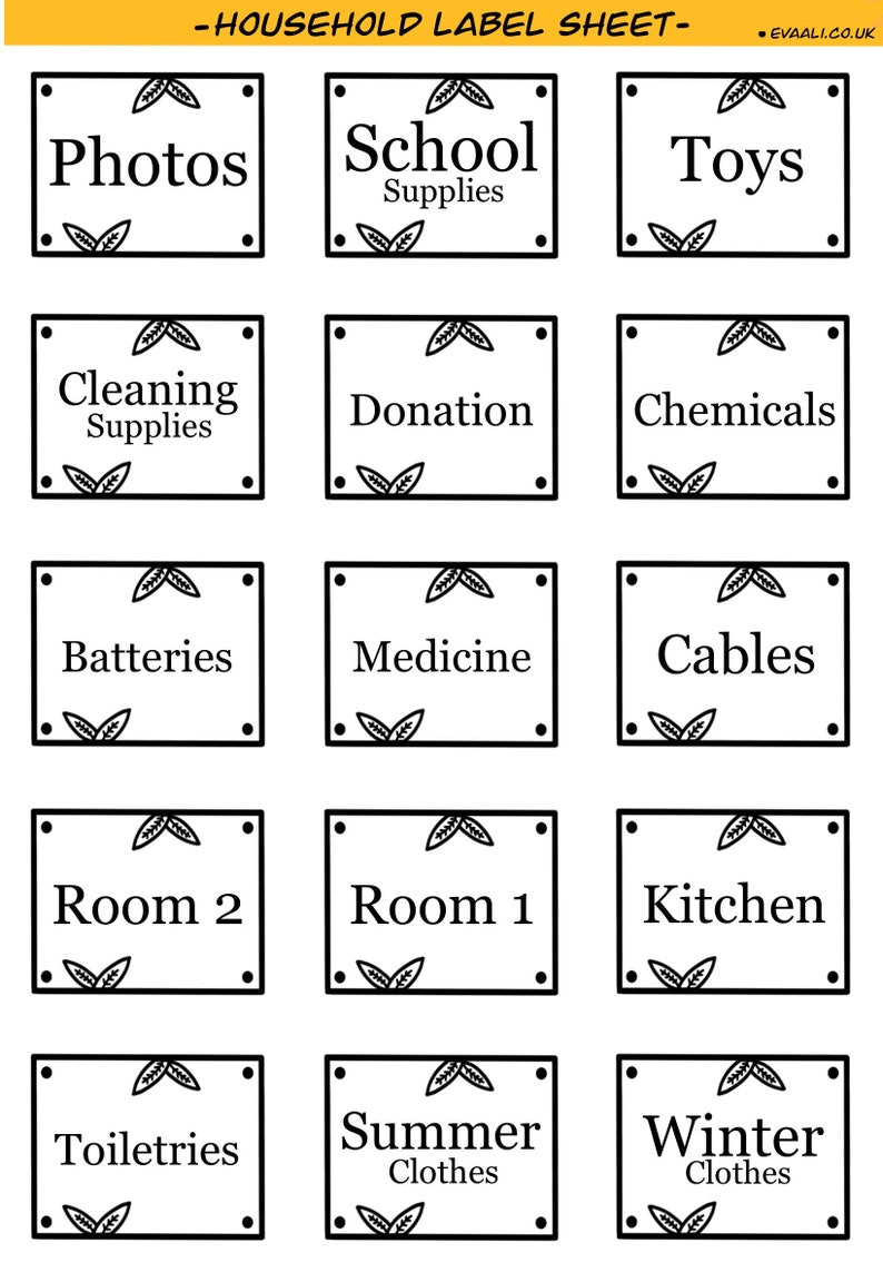 Square Household Vinyl Sticker Adhesive Labels - 15 Labels - Home Decor ...