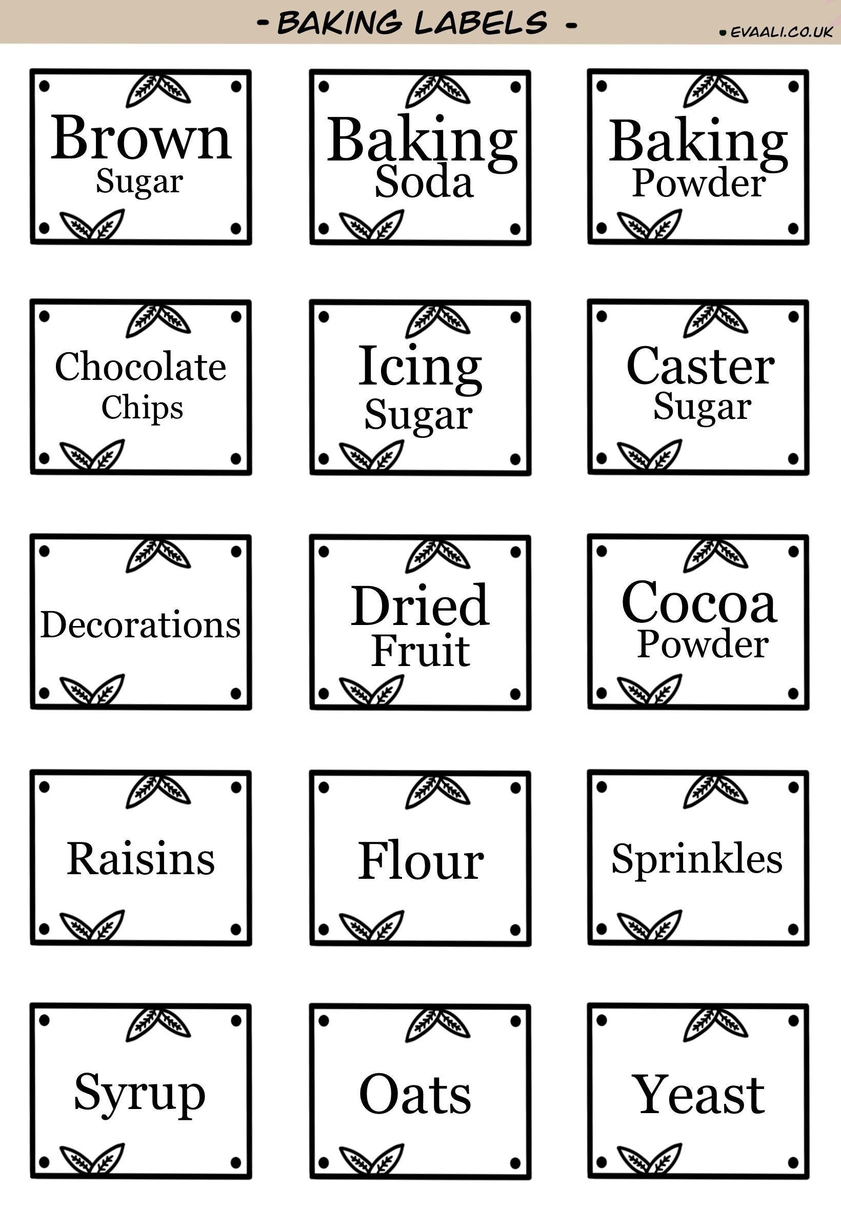 Baking Items Vinyl Sticker Adhesive Labels - Baking Label - 15 Labels ...