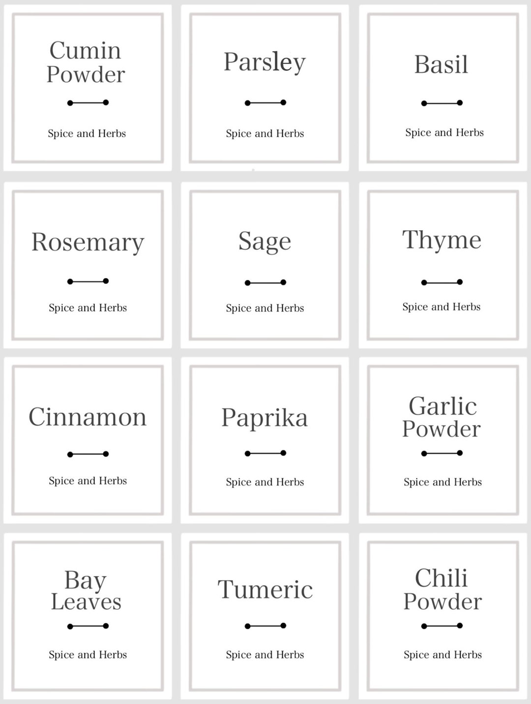 Minimalistic Spices and Herbs Vinyl Sticker Adhesive Labels - Spices ...