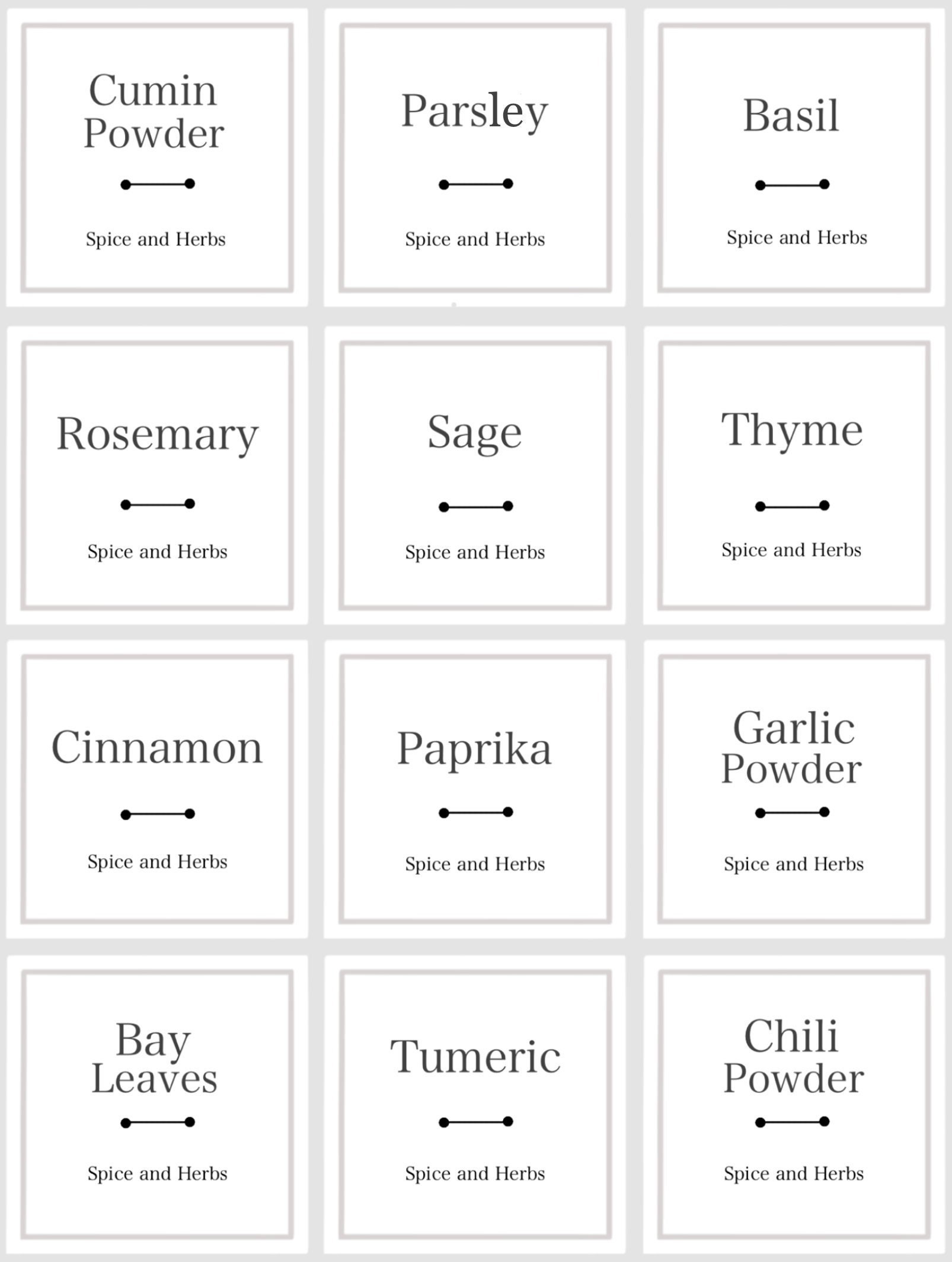 Minimalistic Spices and Herbs Vinyl Sticker Adhesive Labels - Spices ...