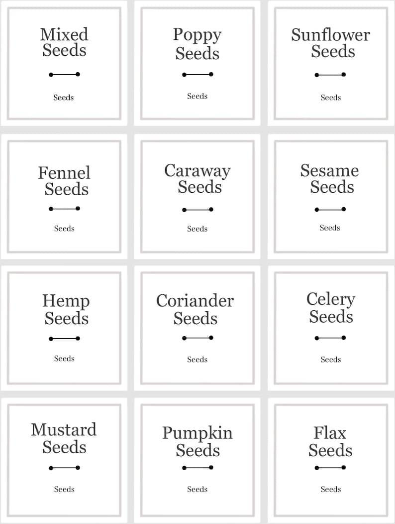 Minimalistic Seeds Vinyl Sticker Adhesive Labels - Seeds Label - 15 ...