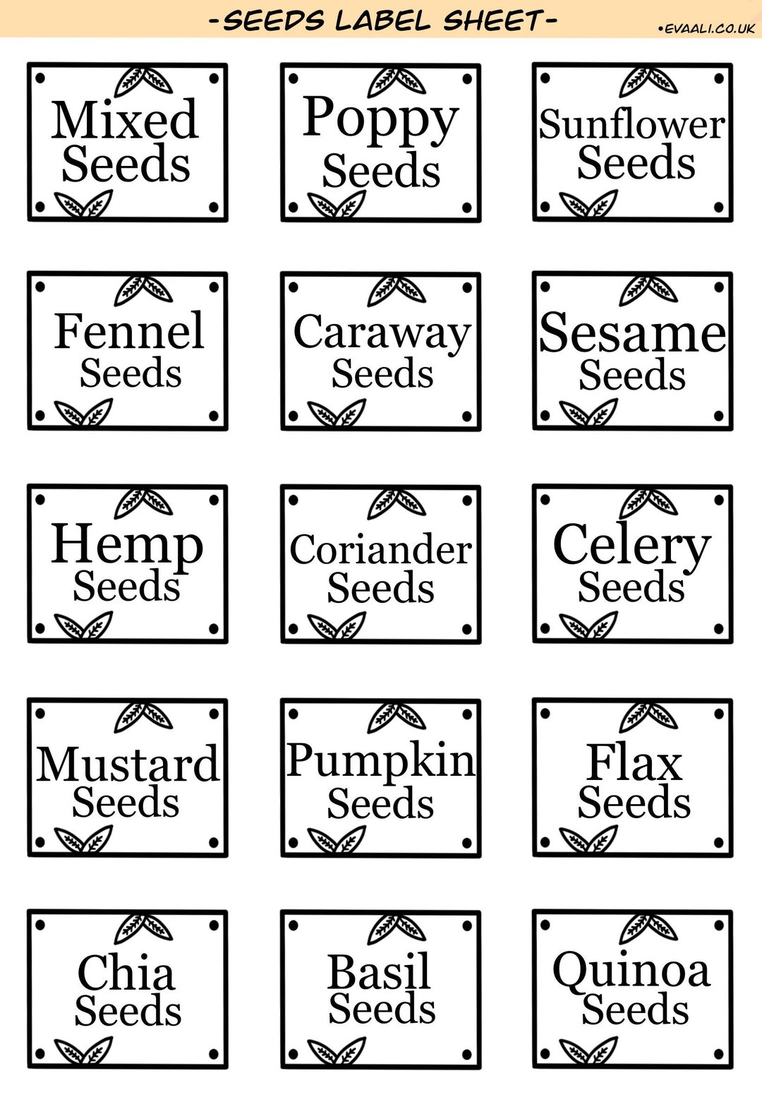 Seed Vinyl Sticker Adhesive Labels - Seeds Label - 15 Labels - Home ...