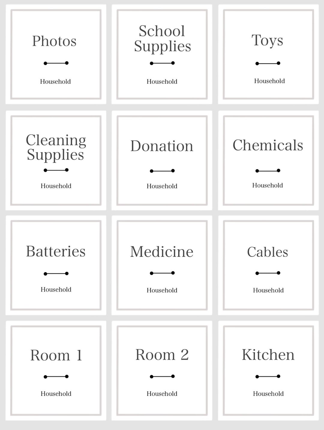 Minimalistic Household Vinyl Sticker Adhesive Labels - Household Label ...