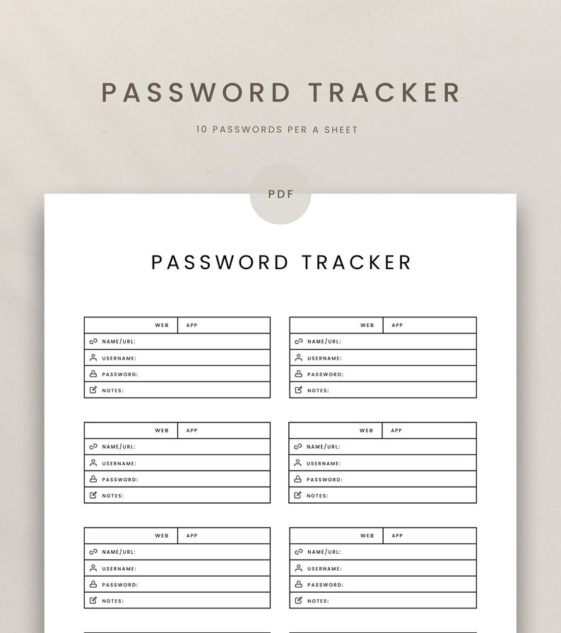 Password Tracker Printable | Password Log | Password Keeper | Digital ...