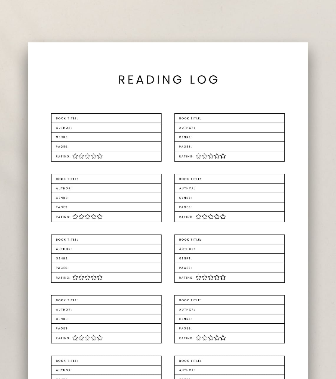 Printable Reading Log Tracker | Printable Book Tracker Journal ...