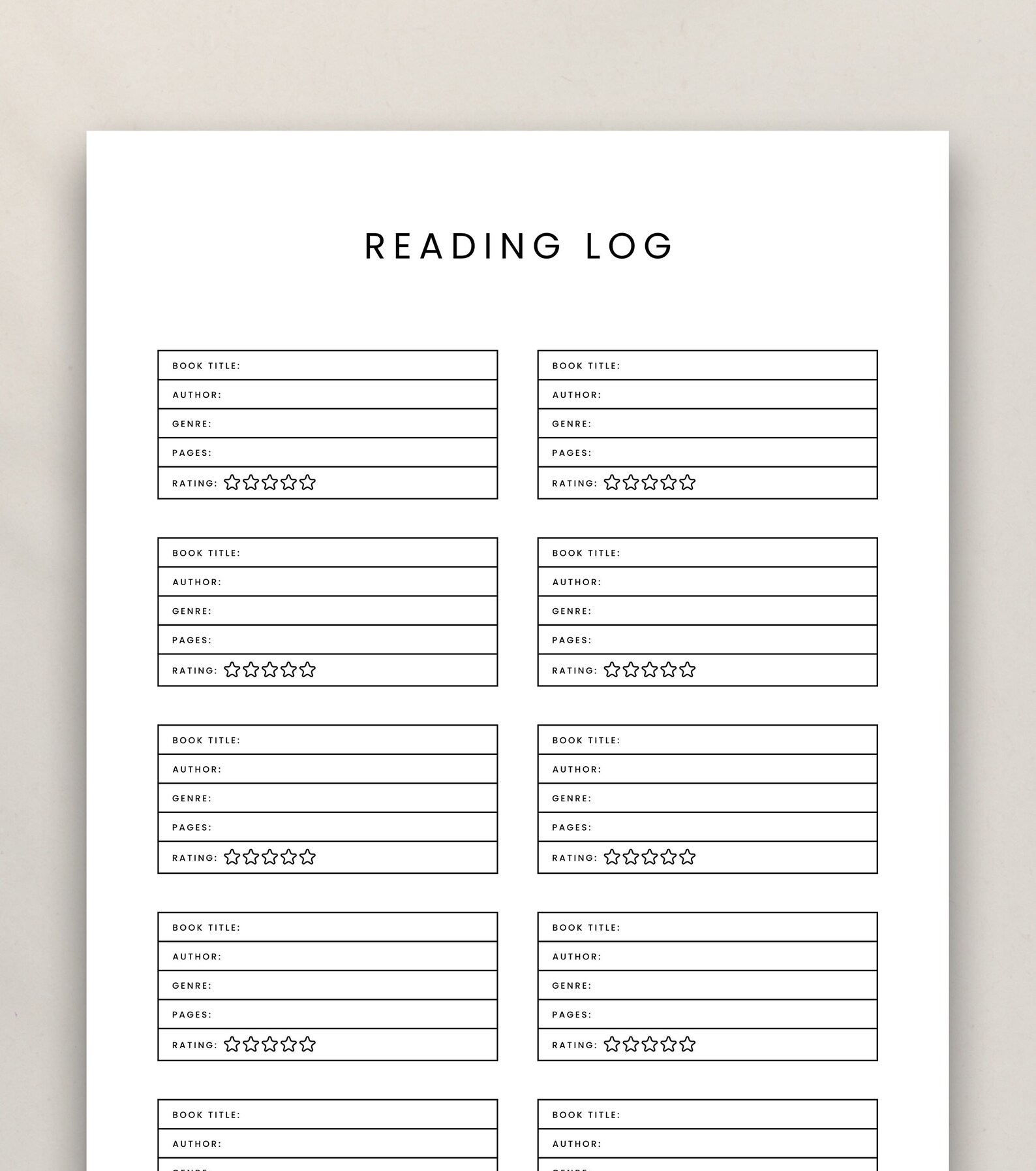 Printable Reading Log Tracker | Printable Book Tracker Journal ...