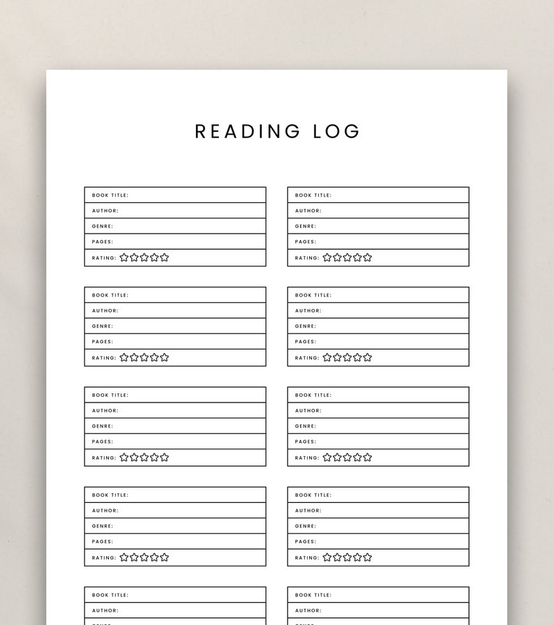 Printable Reading Log Tracker | Printable Book Tracker Journal ...